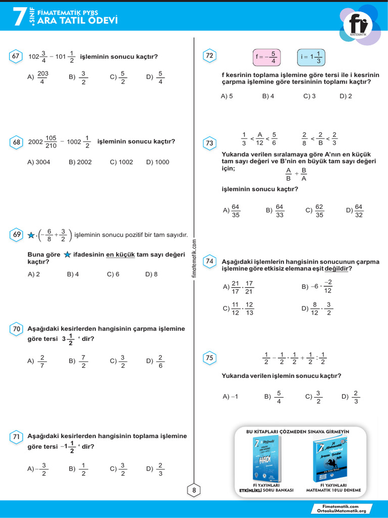 Rasyonel Sayılar Tekrar | PDF