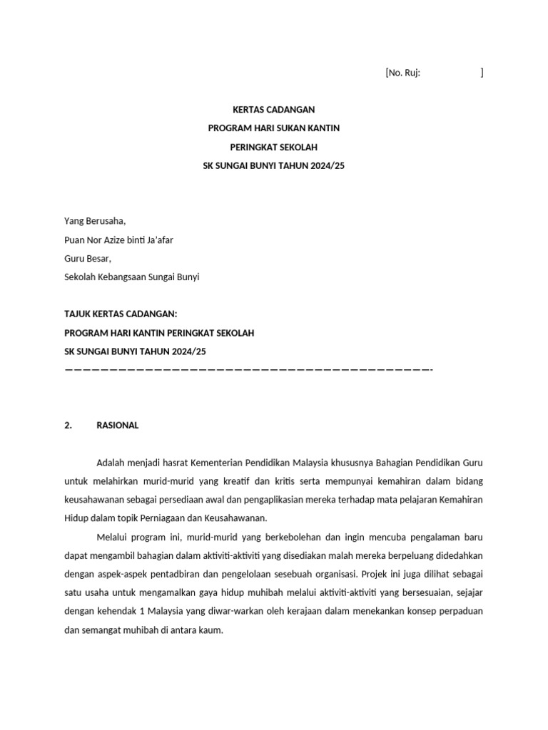 Kertas Kerja Hari Kantin-1 | PDF