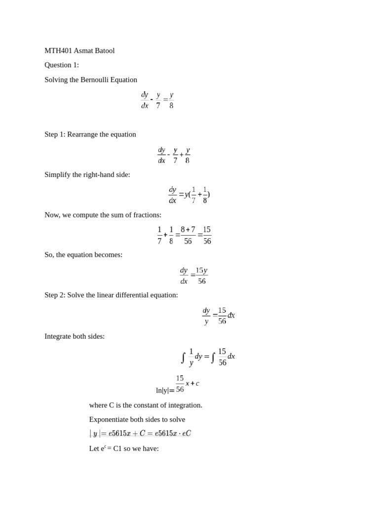 MTH401 Asmat Batool | PDF