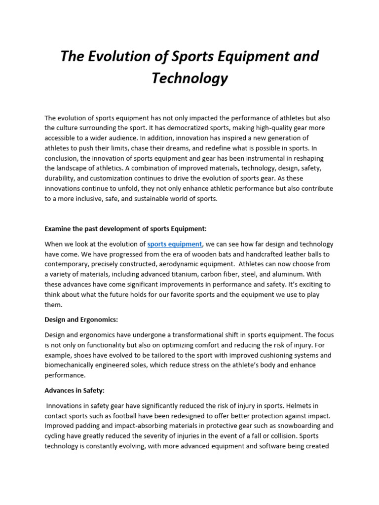 The Evolution of Sports Equipment and Technology | PDF | Wearable ...