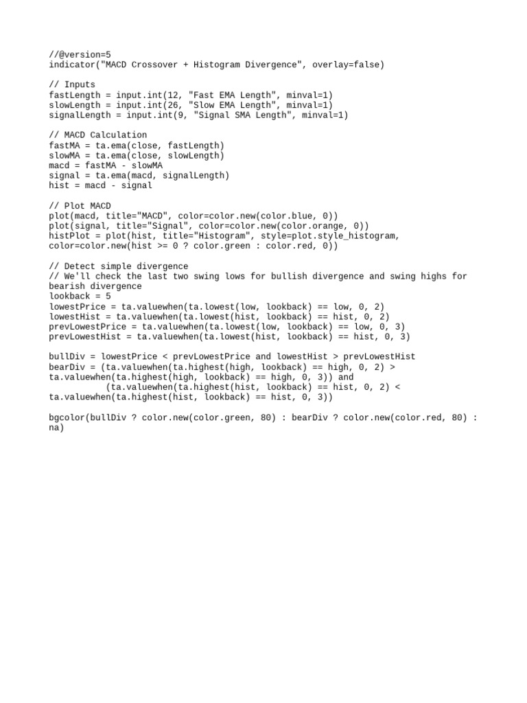 MACD Crossover & Divergence Script | PDF