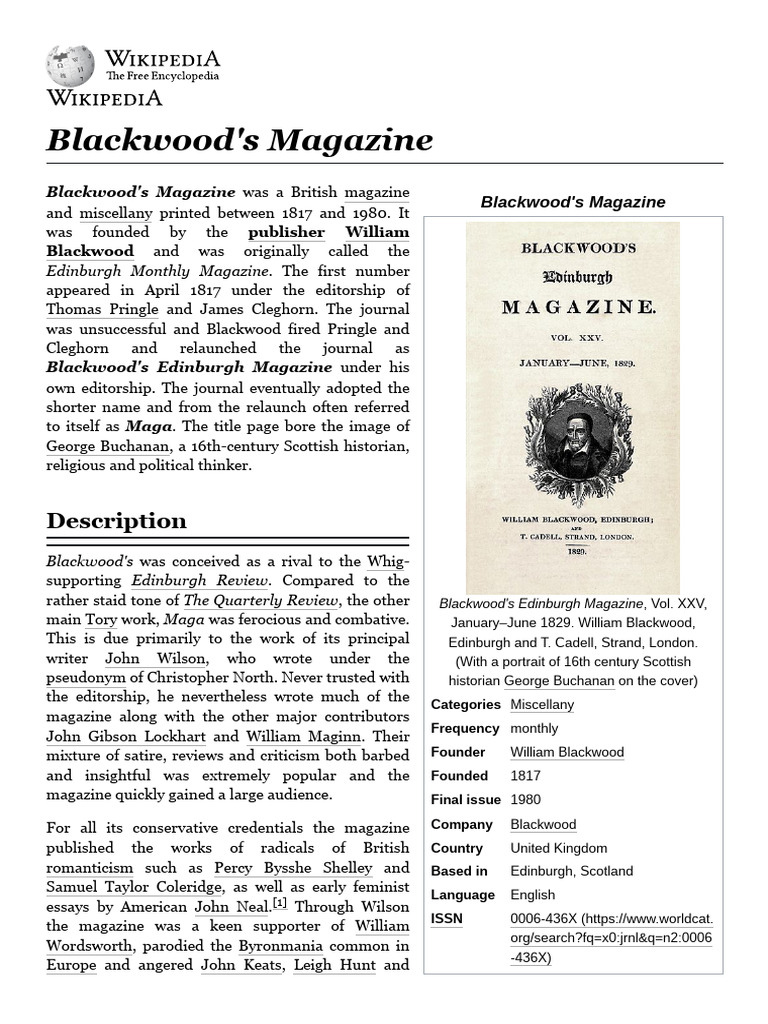 Brontë's Young Men's Magazine Pastiche | PDF | Blackwood's Magazine ...