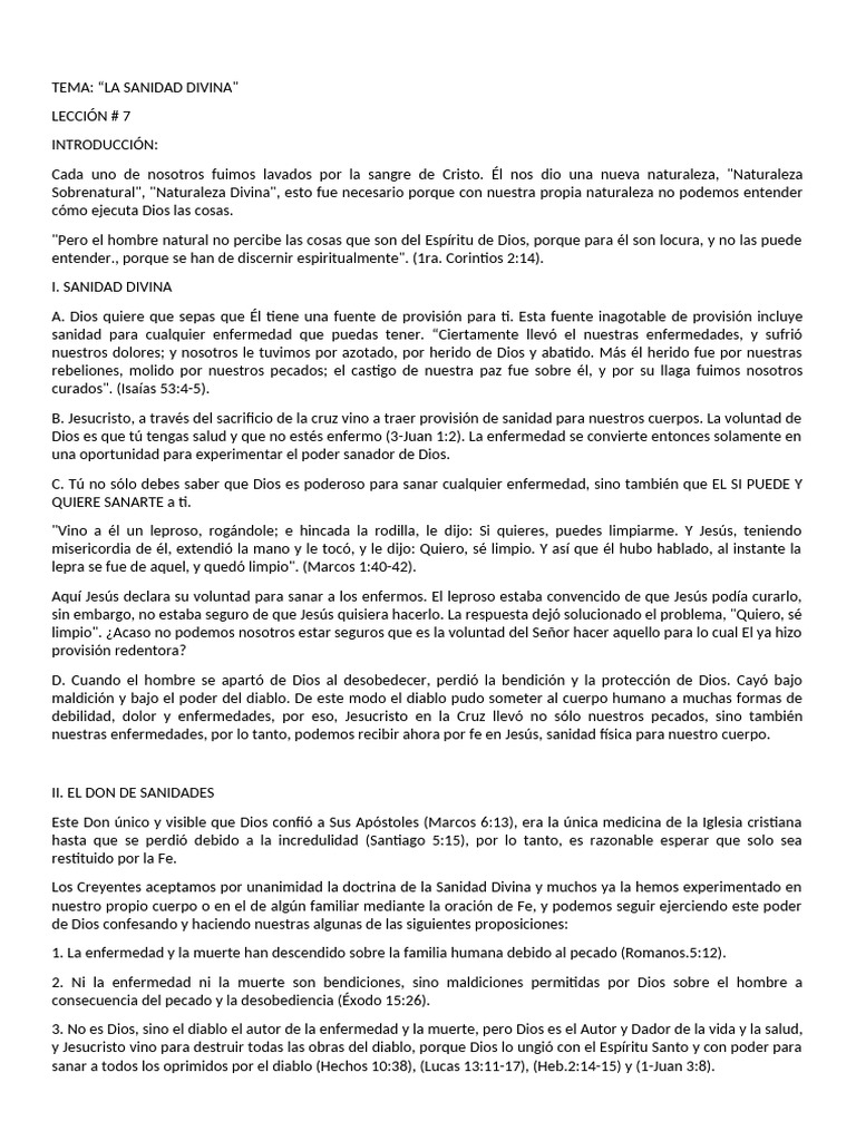 Tema Sanidad Divina | PDF | Fe | Jesús