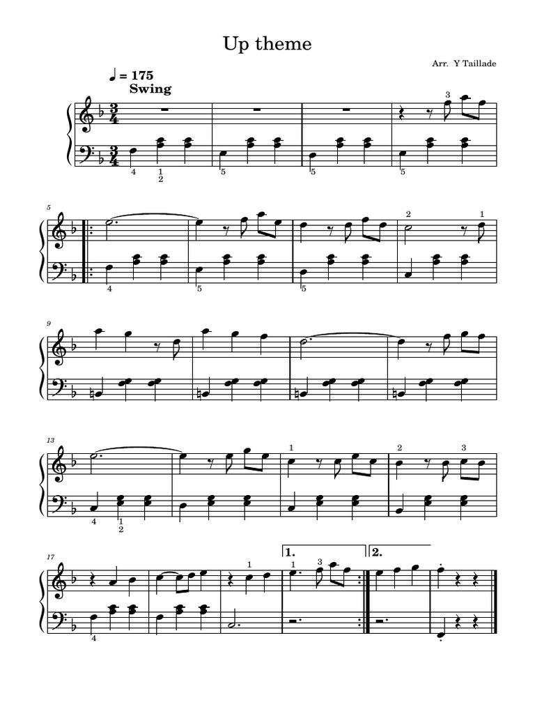 Disney Pixars Up Main Theme Easy Piano Solo Disney Disney Pixars Up ...