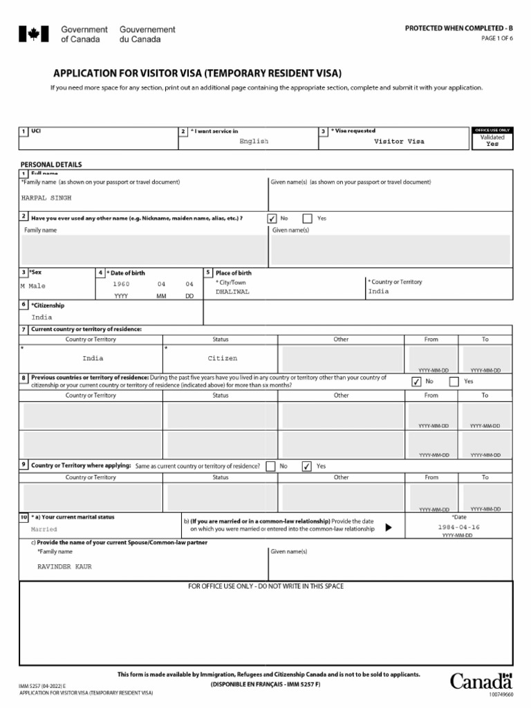 Harpal Singh Application For TRV | PDF