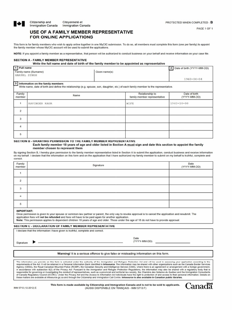 Harpal Singh Representative Form | PDF
