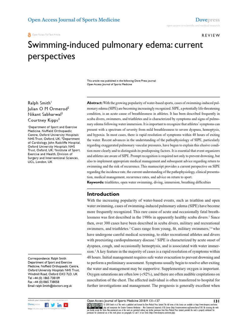 Swimming Induced Pulmonary Edema 2018 | PDF | Medicine | Cardiovascular ...