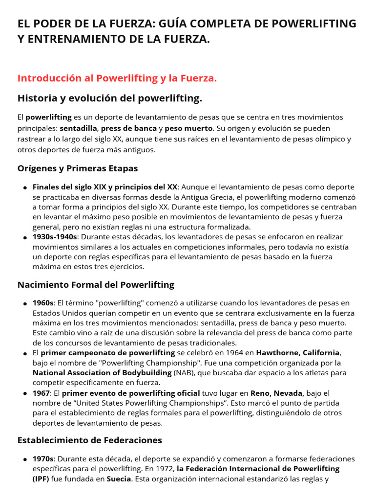EL PODER DE LA FUERZA GUÍA COMPLETA DE POWERLIFTING Y ENTRENAMIENTO DE LA FUERZA | PDF | Músculo ...