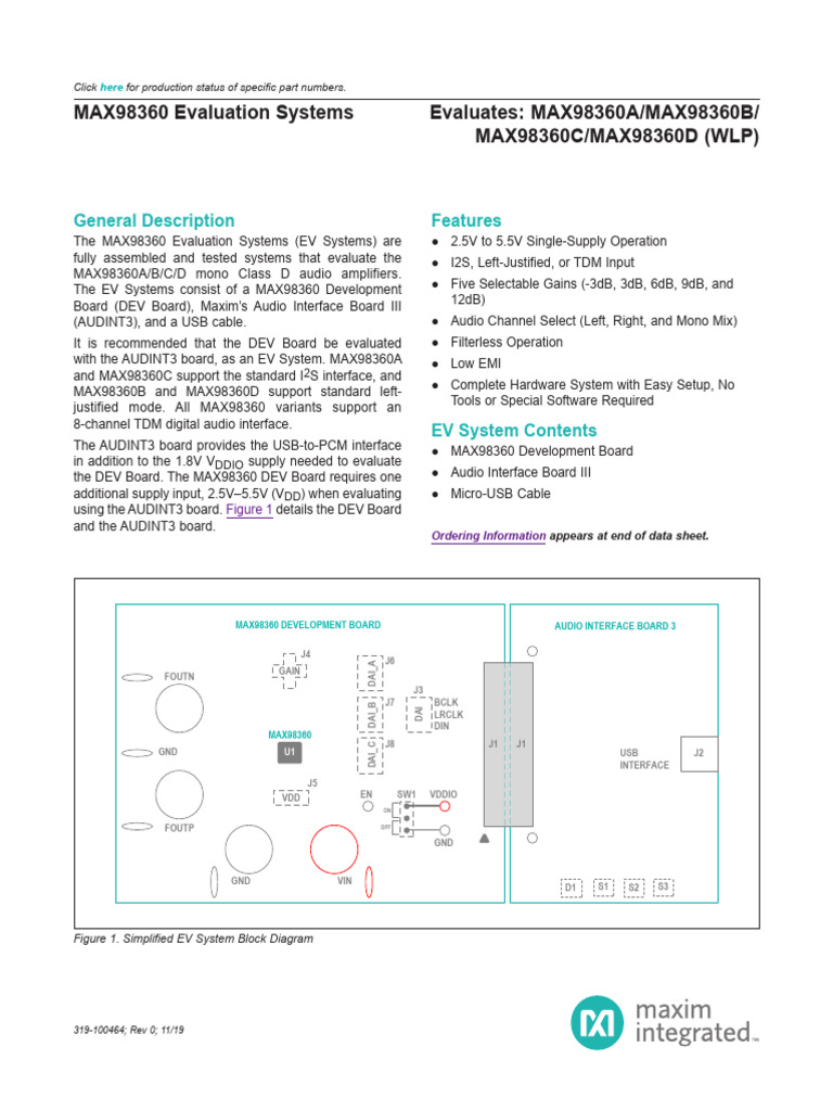 Maxim-MAX98360A-Evaluation Board-Rev0 | PDF | Usb | Electrical Engineering