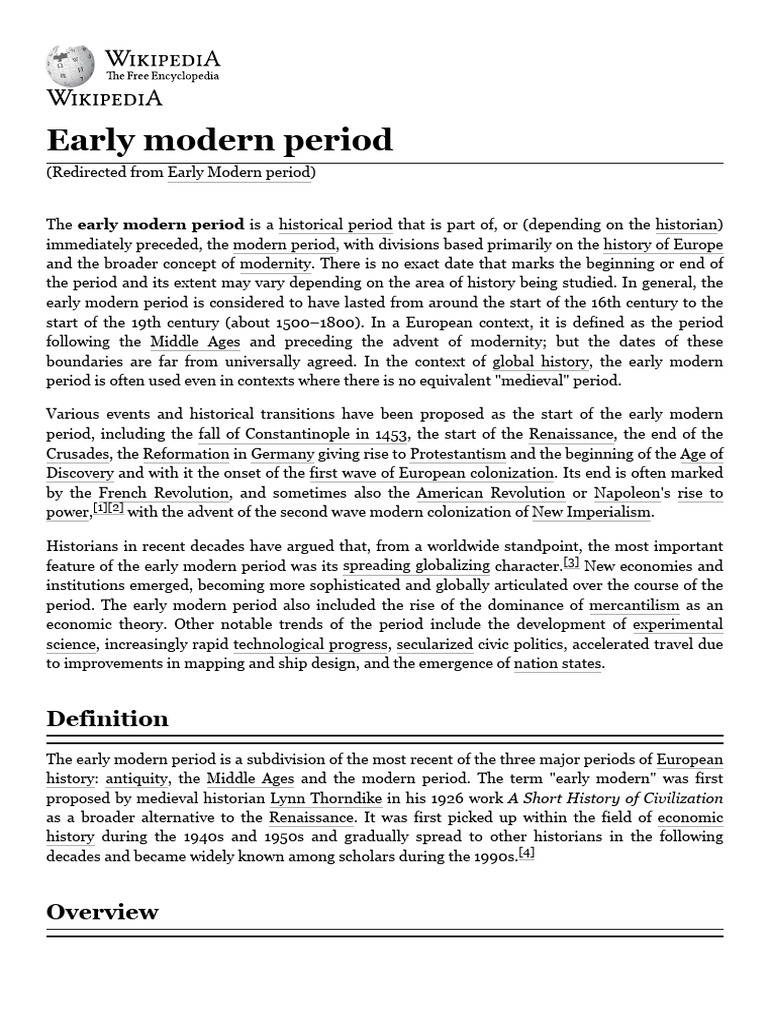 Early modern period - Wikipedia | PDF | Early Modern Period | Qing Dynasty