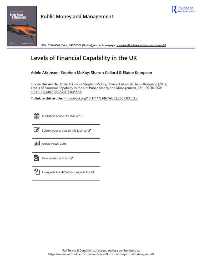 PKN Levels of Financial Capability in The UK | PDF | Financial Literacy ...