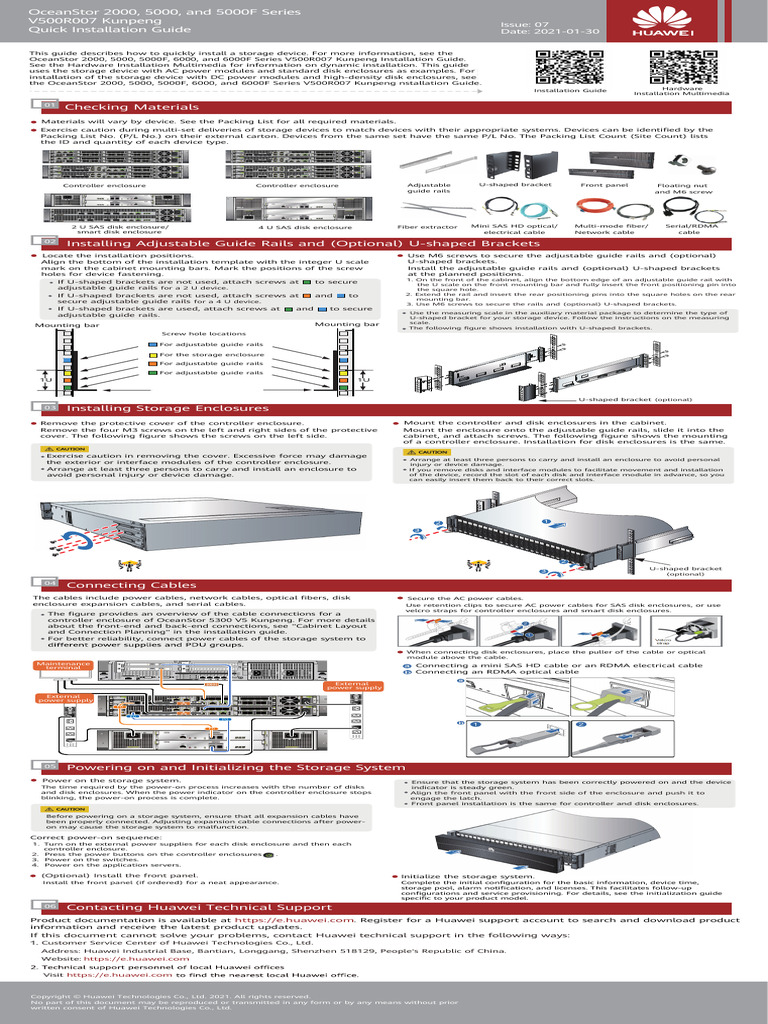 OceanStor 2000, 5000, and 5000F Series V500R007 Kunpeng Quick Installation Guide | PDF | Screw ...