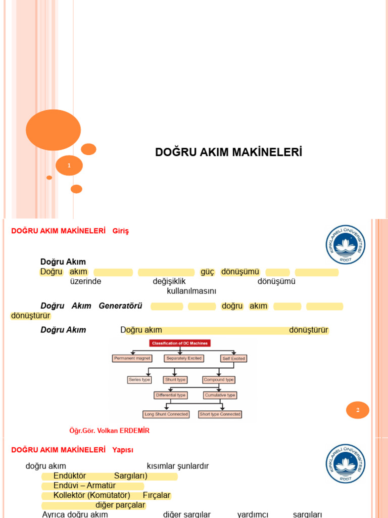 Doğru Akim Maki̇neleri̇ | PDF