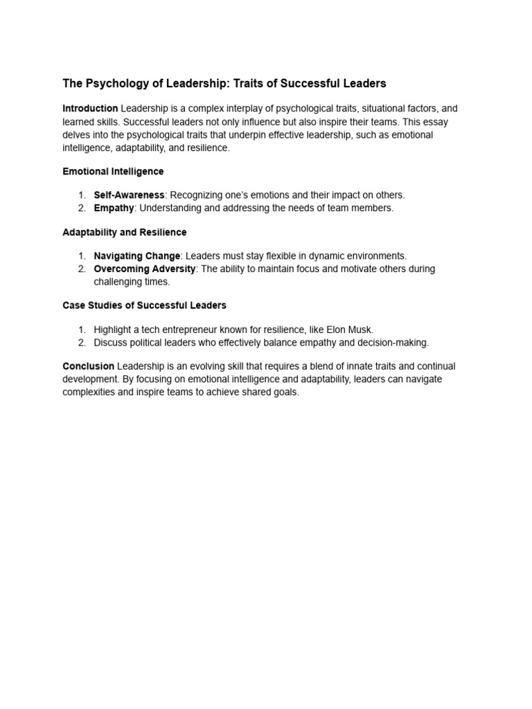 Traits of Effective Leaders | PDF