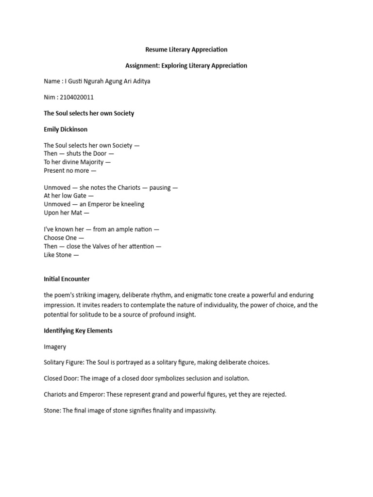 Resume Literary Appreciation | PDF | Poetry