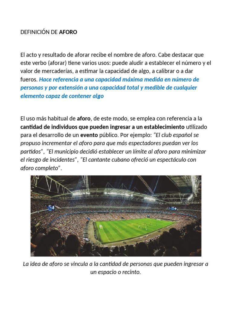 Definición y Concepto de Aforo | PDF | Business | Planificación