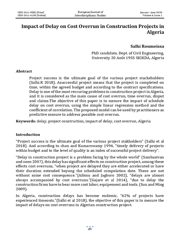 Impact of Delay On Cost Overrun in Construction PR | PDF | Coefficient ...