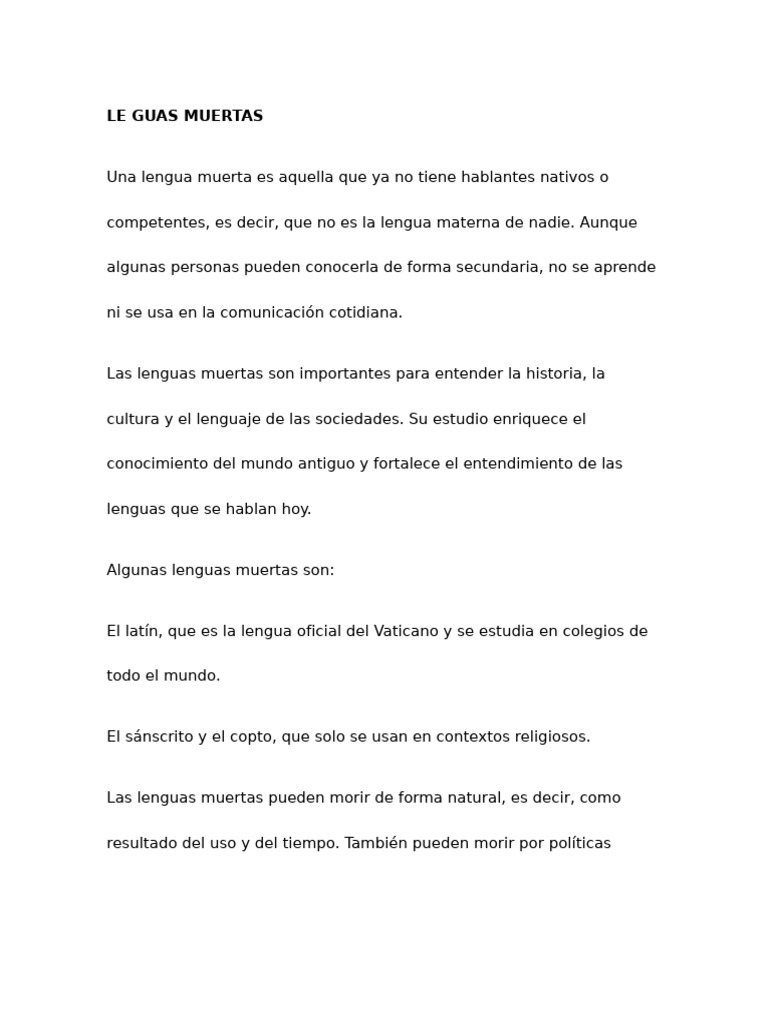 Importancia de las Lenguas Muertas | PDF