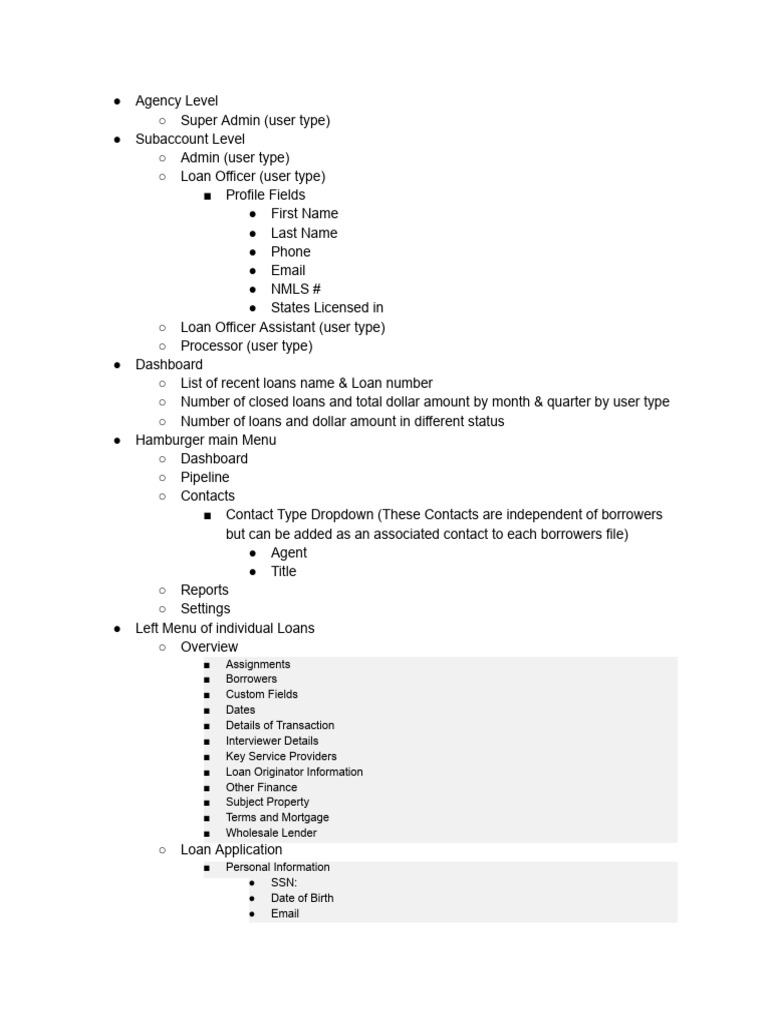 Custom LOS Structure (1) | PDF | Loans | Mortgages