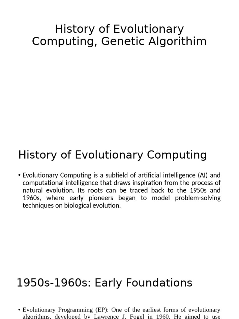 Evolutionary Computing and Genetic Algorithms | PDF | Genetic Algorithm | Genetics