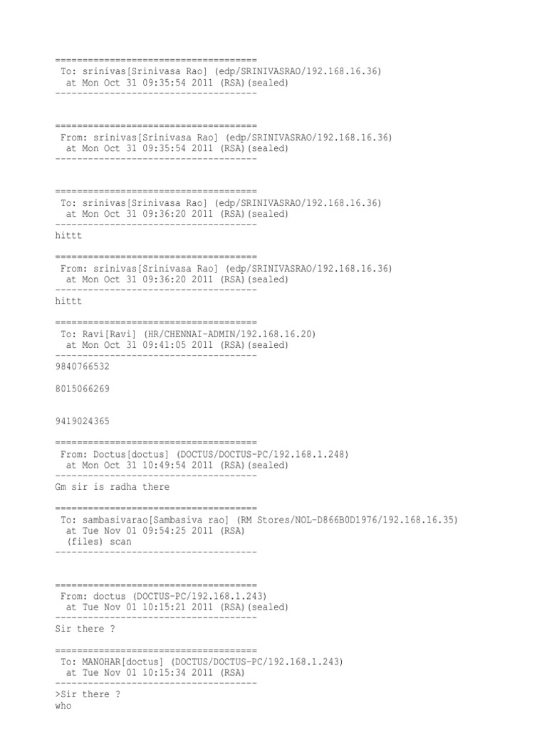 Internal Communication Logs | PDF | Computing