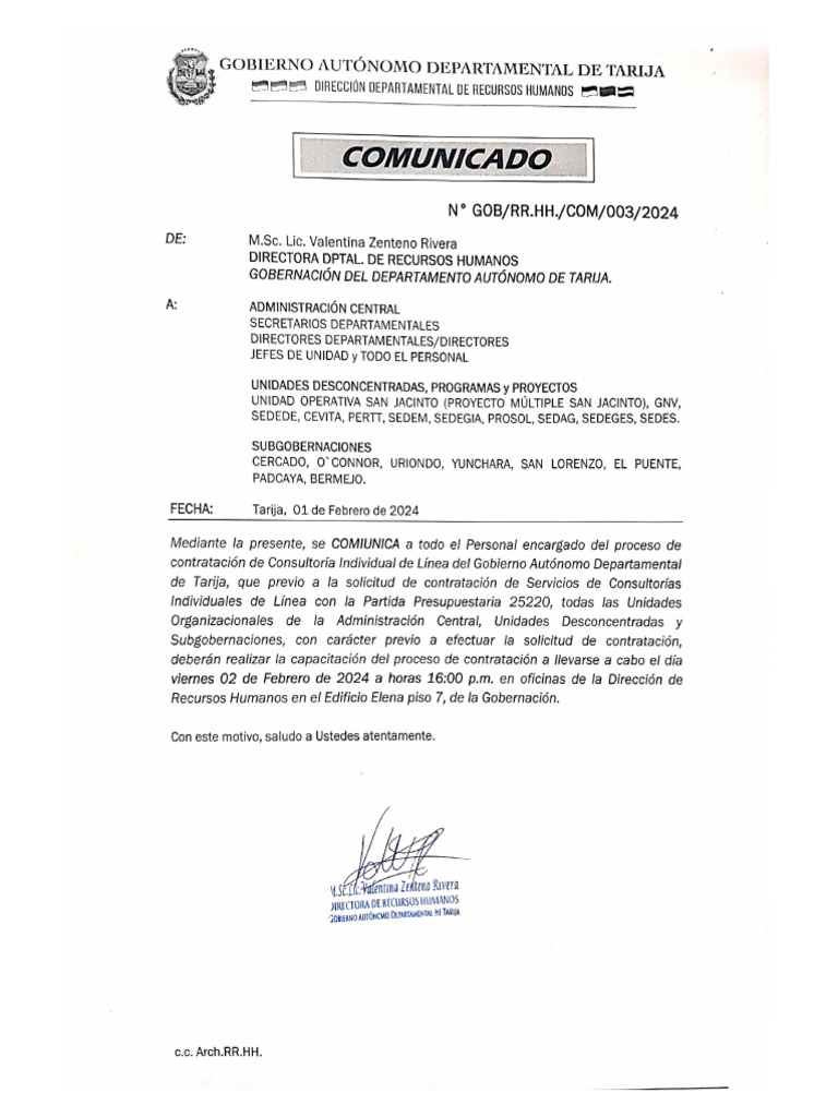 Comunicado 003-2024 | PDF