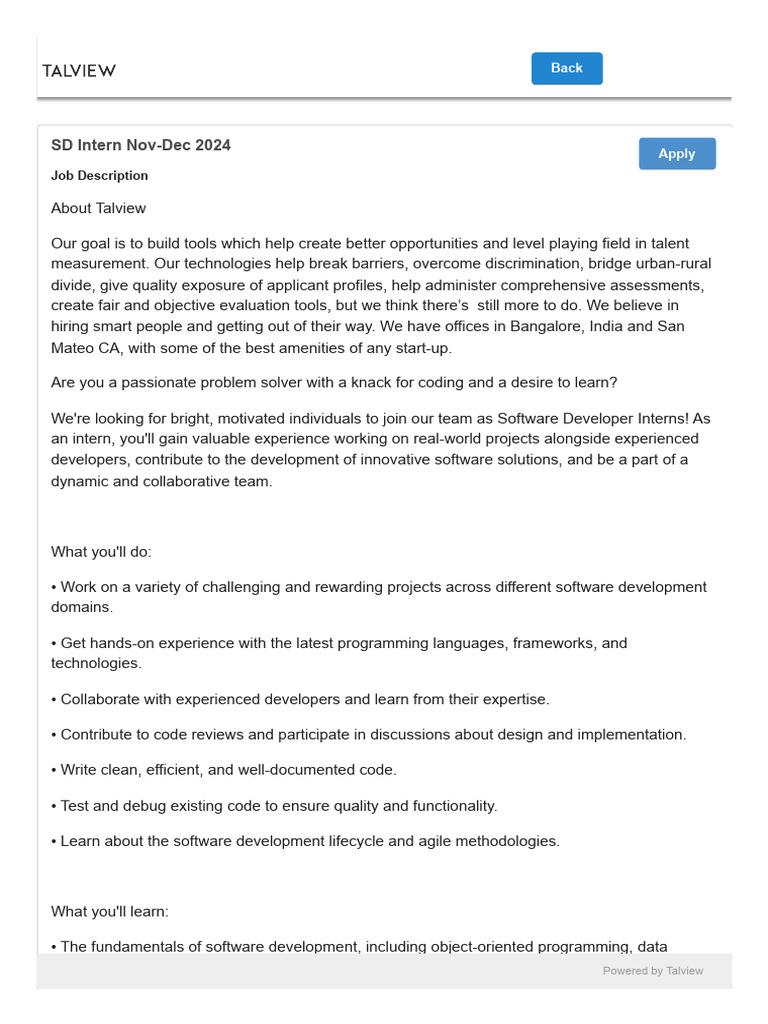 Talview | PDF | Computer Programming | Software Development