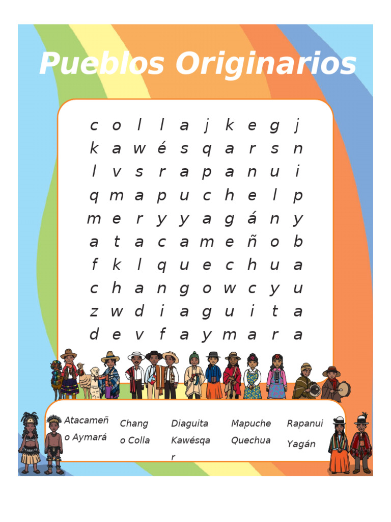 HISTORIA Sopa de letras Pueblos Originarios | PDF