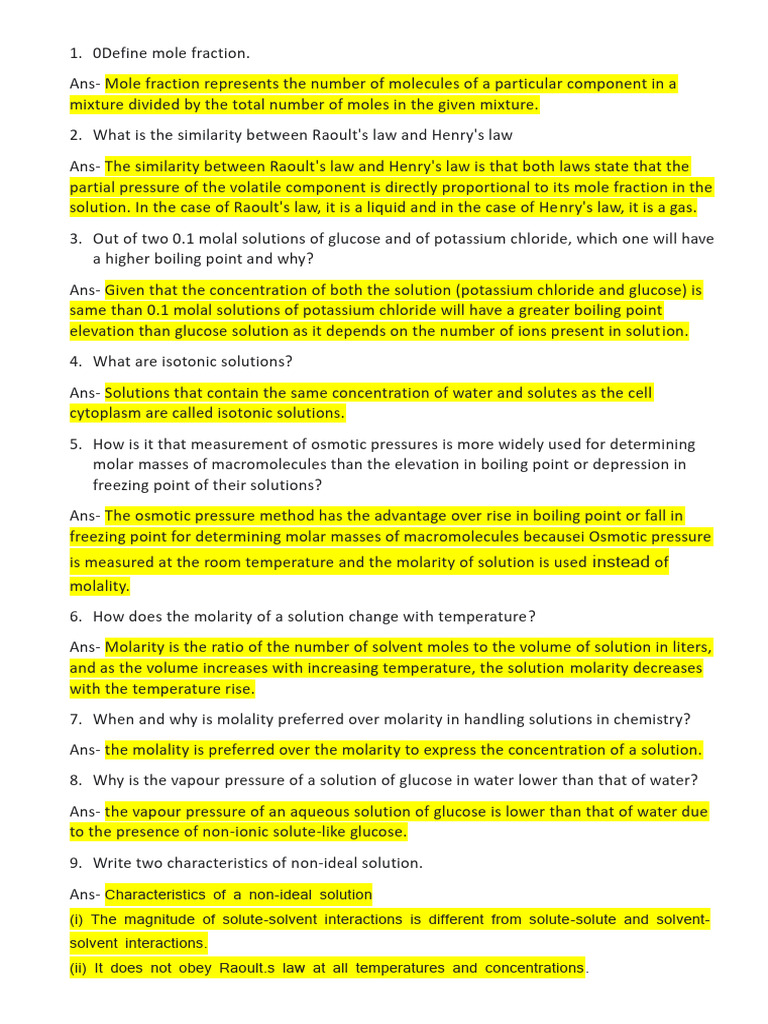 Sam Hw Chem Pdf Concentration Molar Concentration