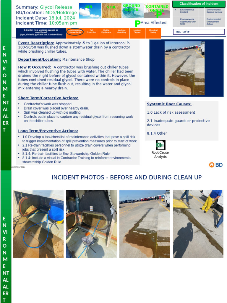 Glycol Spill Incident Report | PDF | Personal Protective Equipment ...