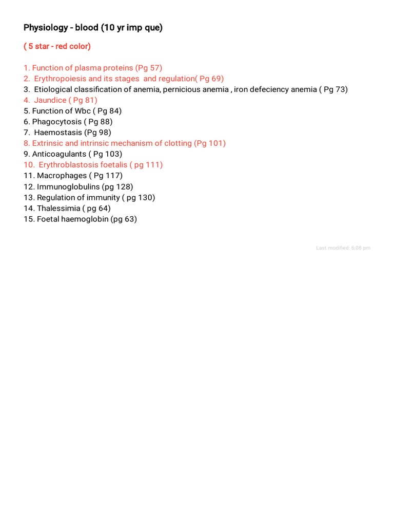 Blood Physiology | PDF