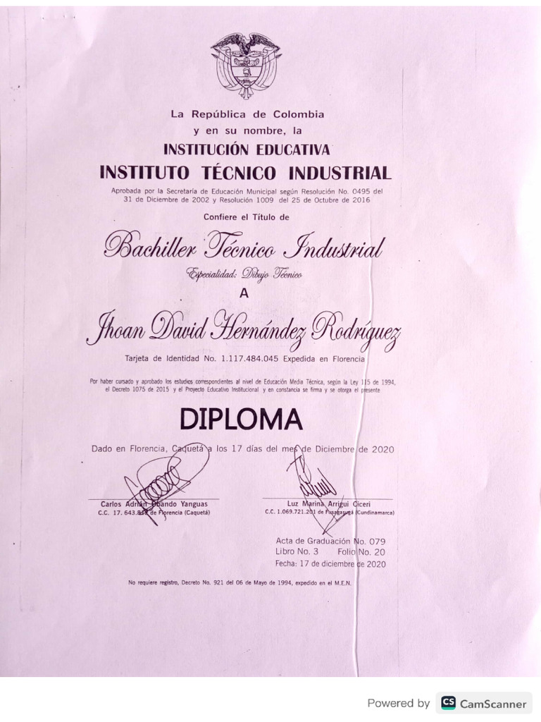 Diploma Bachiller | PDF