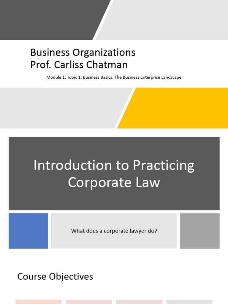 Business Basics - Corporations Law Class | PDF | Limited Liability ...