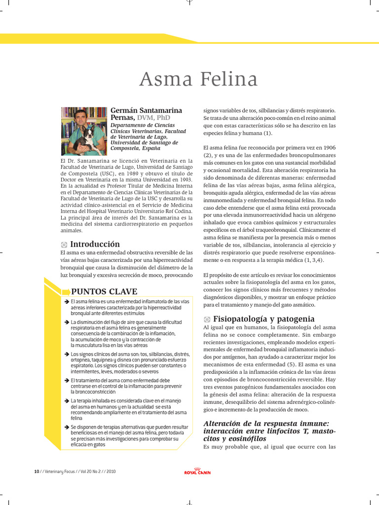 Asma Felina: Fisiopatología y Tratamiento | PDF | Asma | Tos