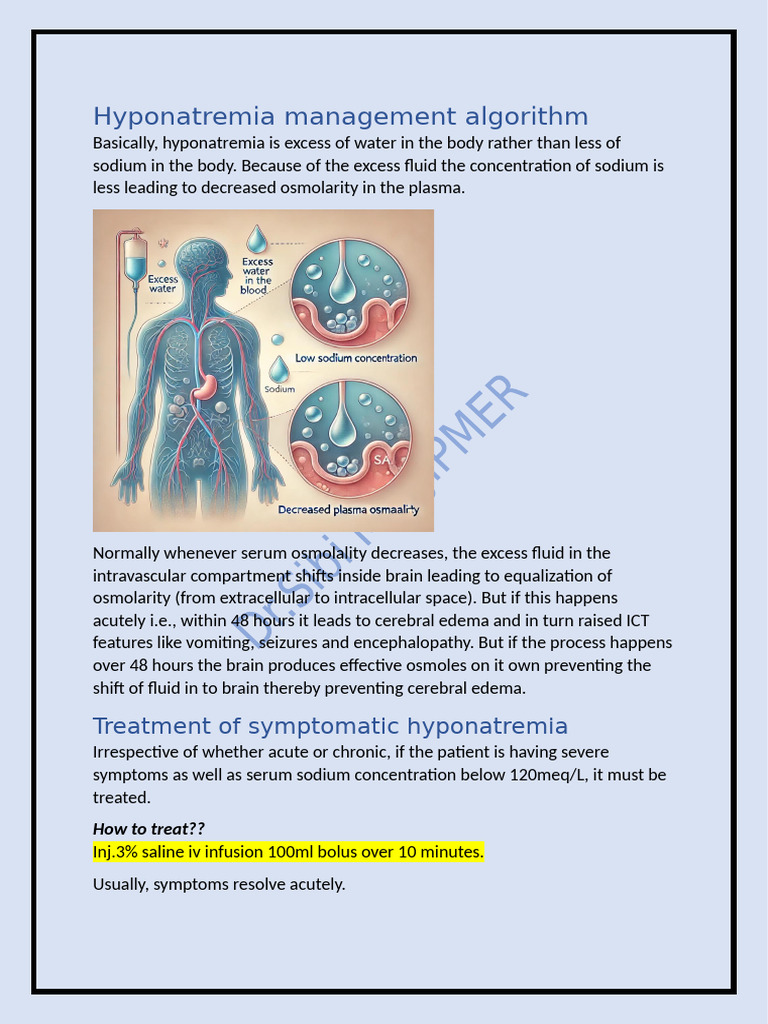 Acute hyponatremia | PDF | Saline (Medicine) | Medicine