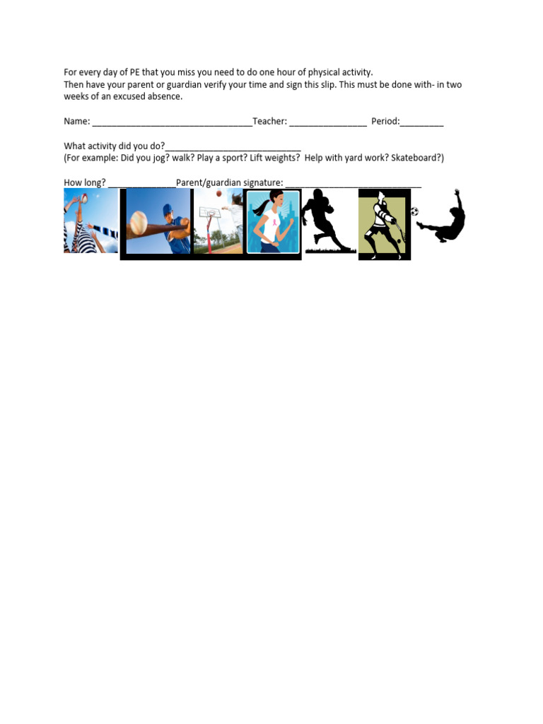 PE Make-Up Activity Log Form | PDF