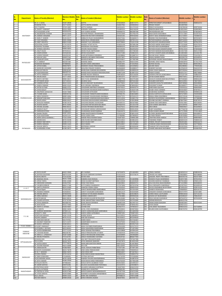 Mentor-Mentee List 2024 Batch | PDF