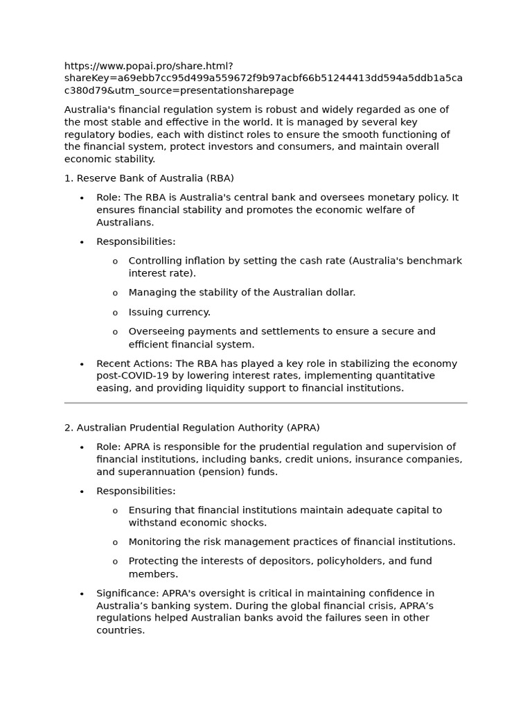 Australia Regulators | PDF | Money | Economies