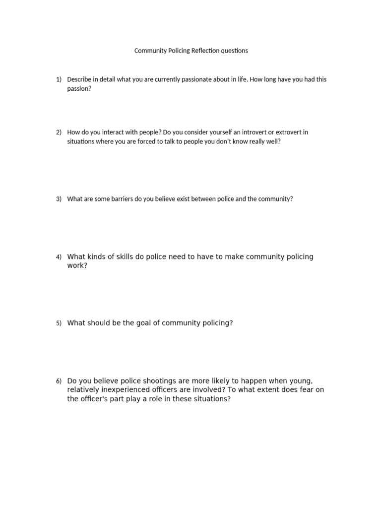 Community Policing Reflection Questions-1 | PDF