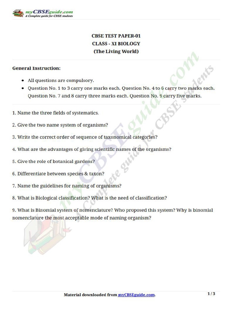 11_biology_test_paper_ch1_1 | PDF