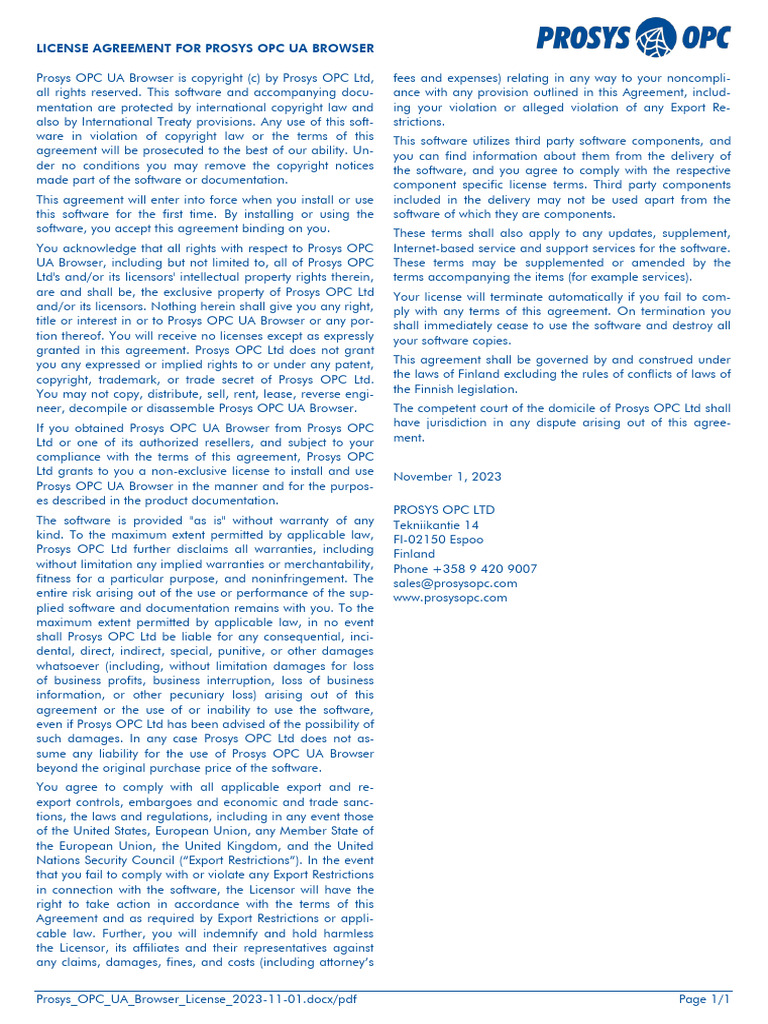 Prosys_OPC_UA_Browser_License | PDF | License | Copyright