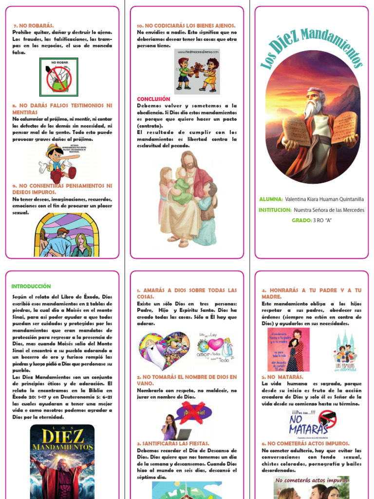 10 Mandamientos Triptico | PDF | Diez Mandamientos | Creencia religiosa y doctrina
