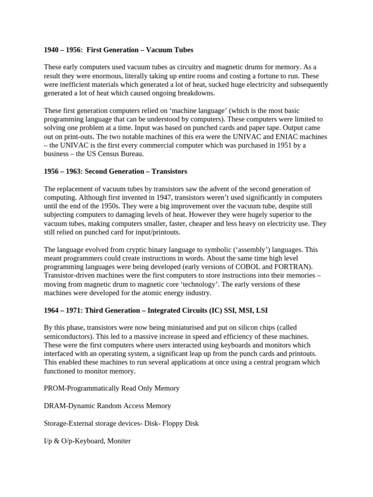 Generation of Computers | PDF | Integrated Circuit | Computer Memory