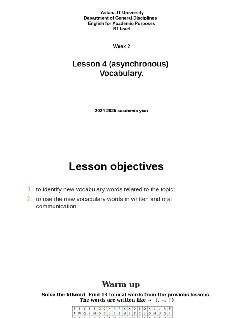 B1 Week2 Lesson4 Vocabulary | PDF | Vocabulary | Cognitive Science