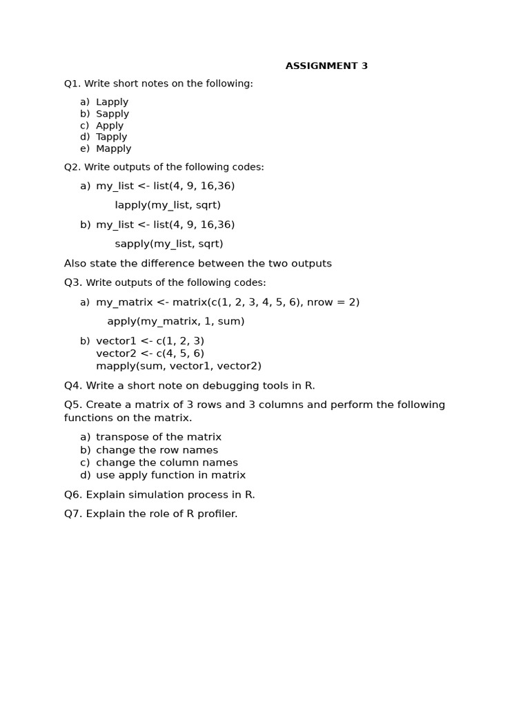 Assignment 3 Basics of R | PDF