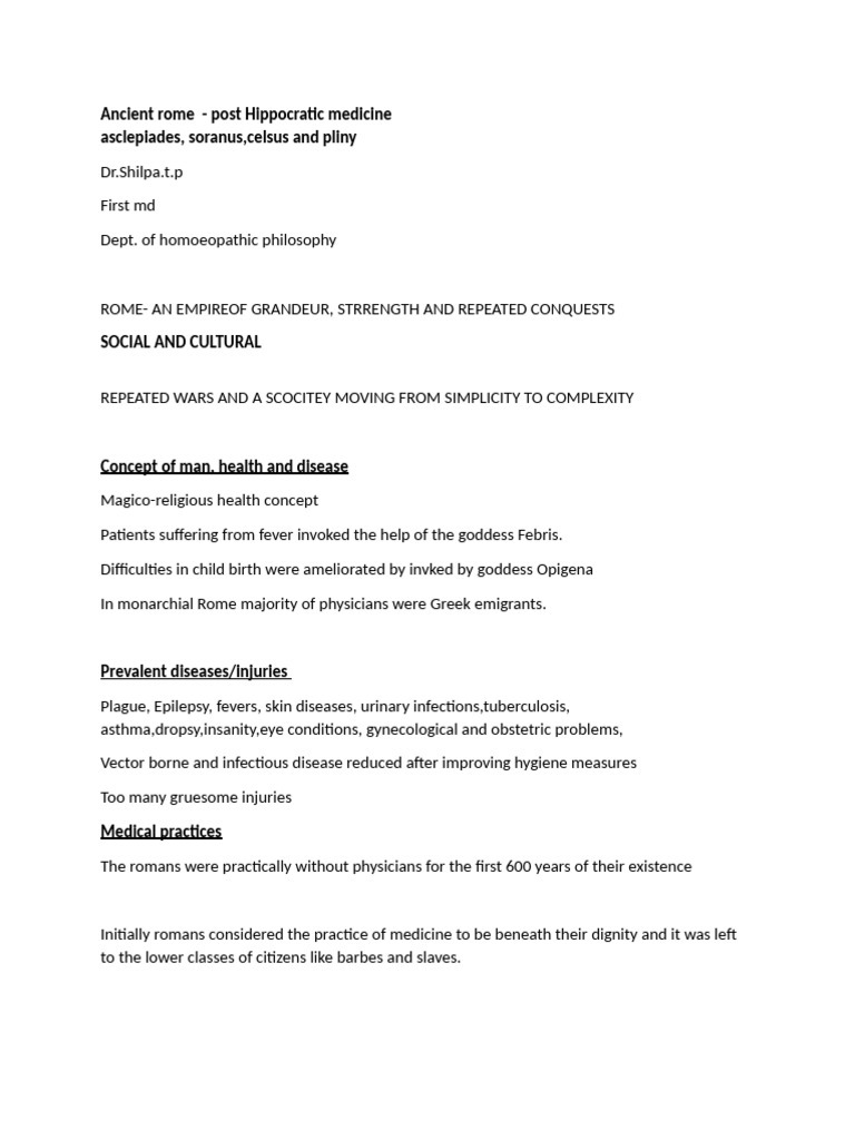 Ancient Rome | PDF | Surgery | Medicine