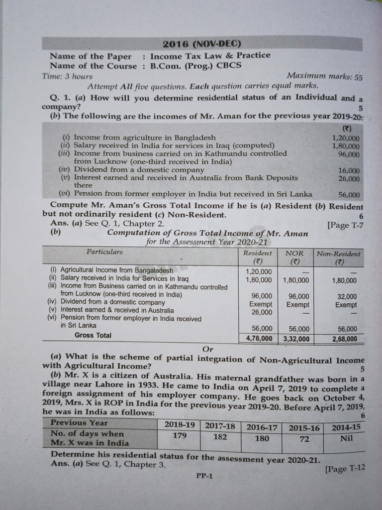 Income Tax and Practice Solved Question Paper | PDF