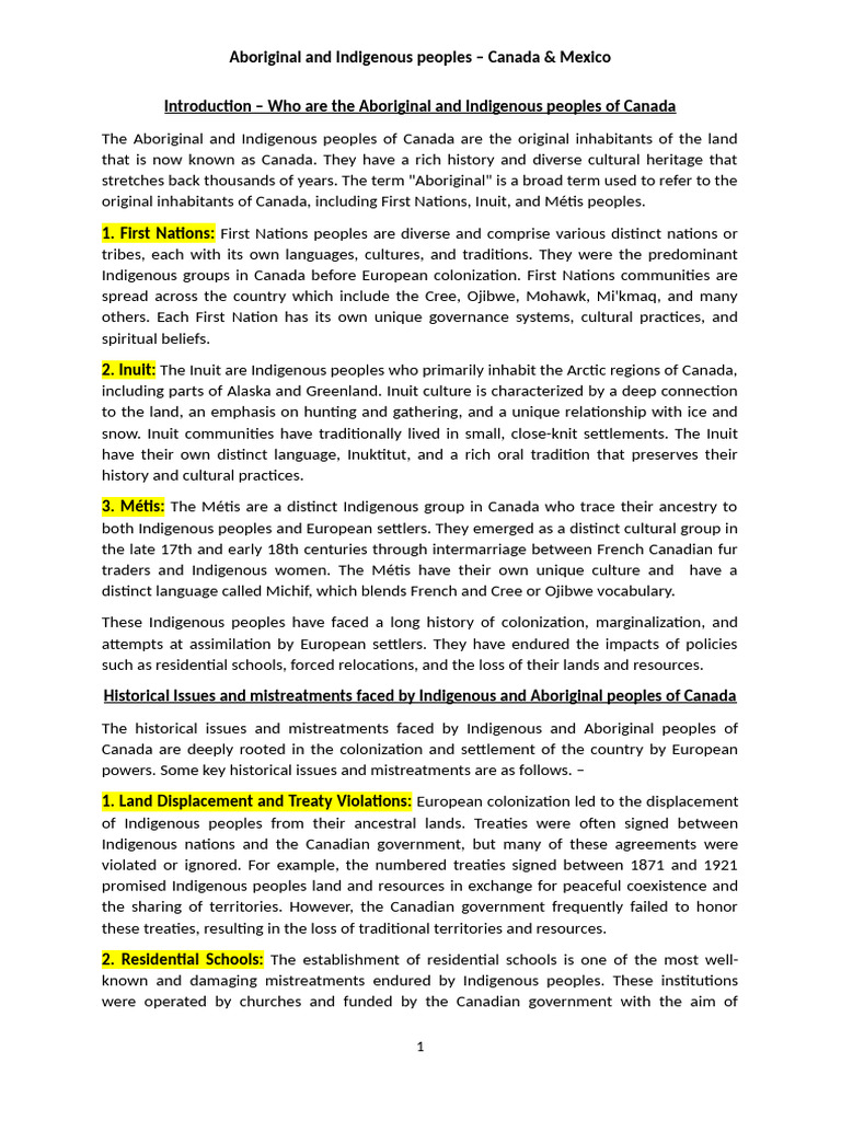 Aboriginal and Indigenous peoples – Canada & Mexico | PDF | Indigenous ...