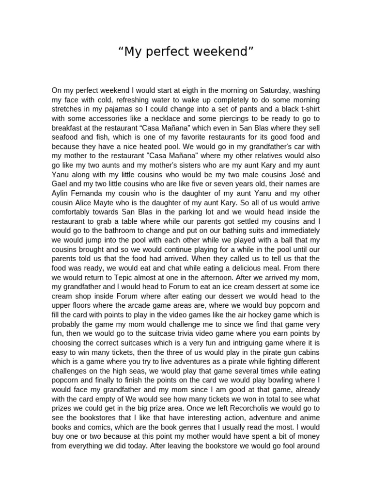 My perfect weekend-1 | PDF | Foods