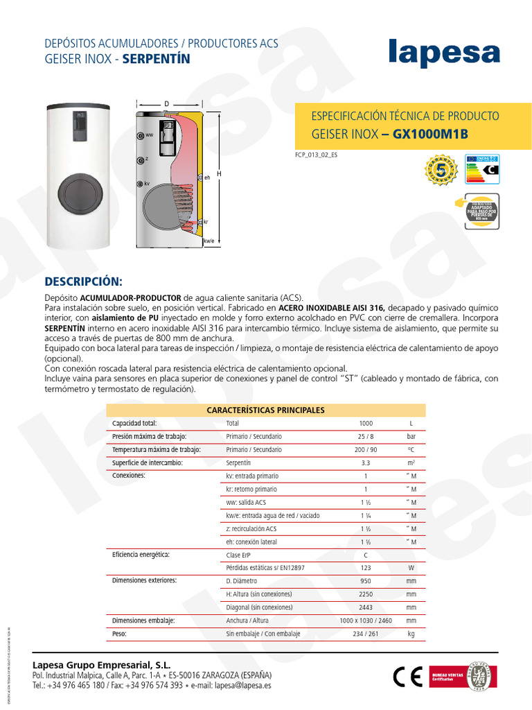 GEISER INOX GX-M1B - GX 1000 M1B | PDF